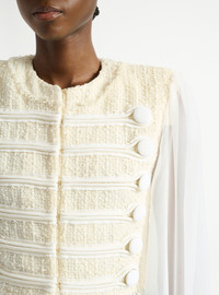 Balmain Cropped tweed and muslin jacket - HF1HR140MI41GDI | REVERSIBLE