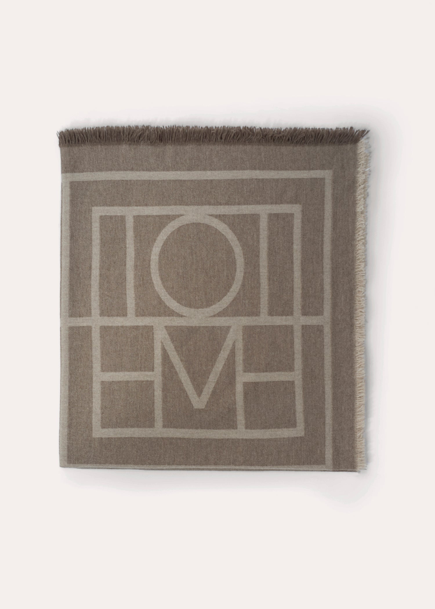 Totême Monogram wool cashmere scarf tobacco | REVERSIBLE