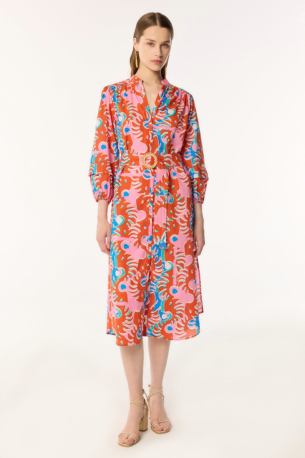 Poupette St Barth Long Dress Cathy - Red Geo Afro | REVERSIBLE