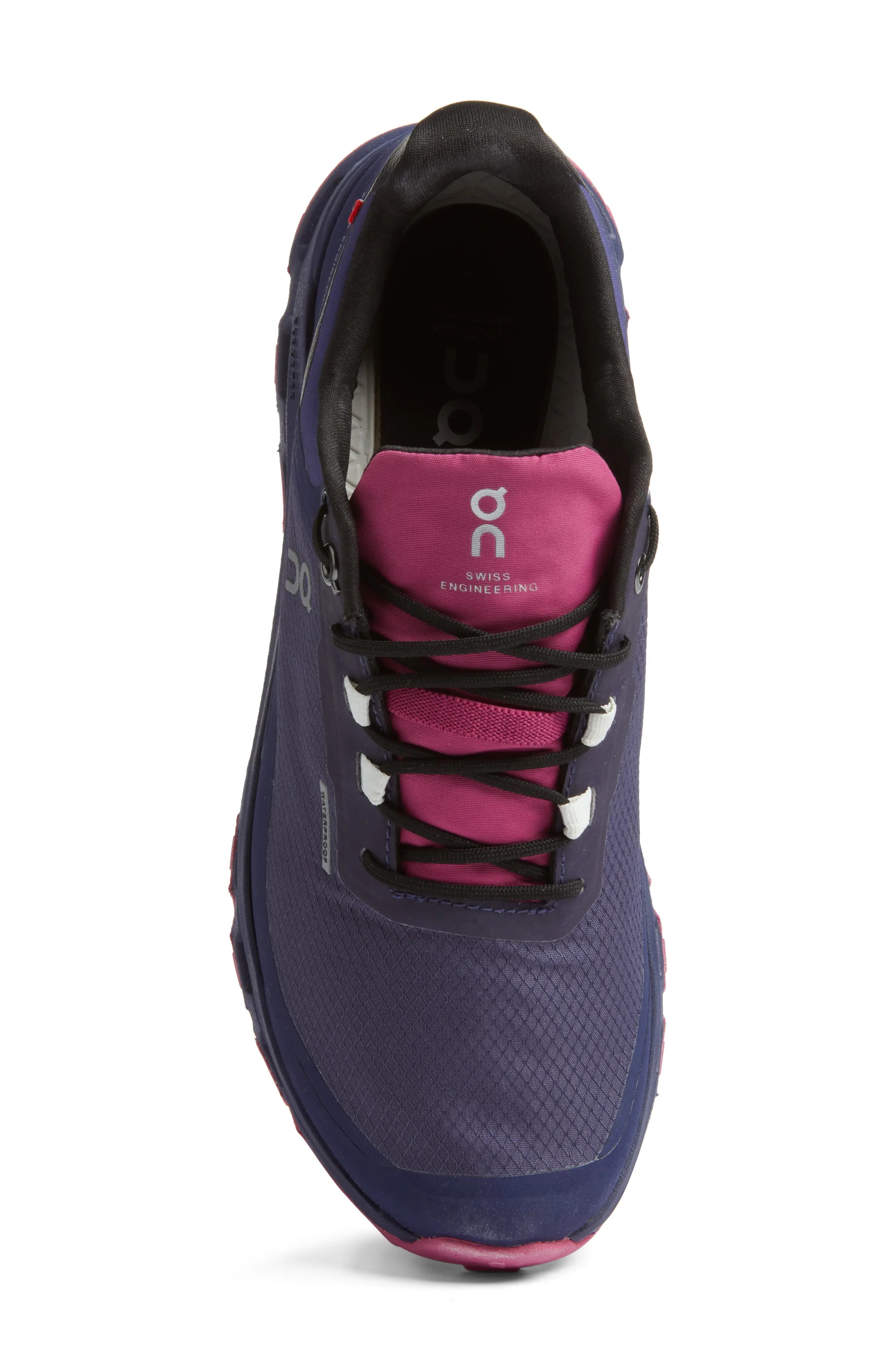 On Cloudvista Waterproof Trail Running Shoe in Flint/Acai | REVERSIBLE