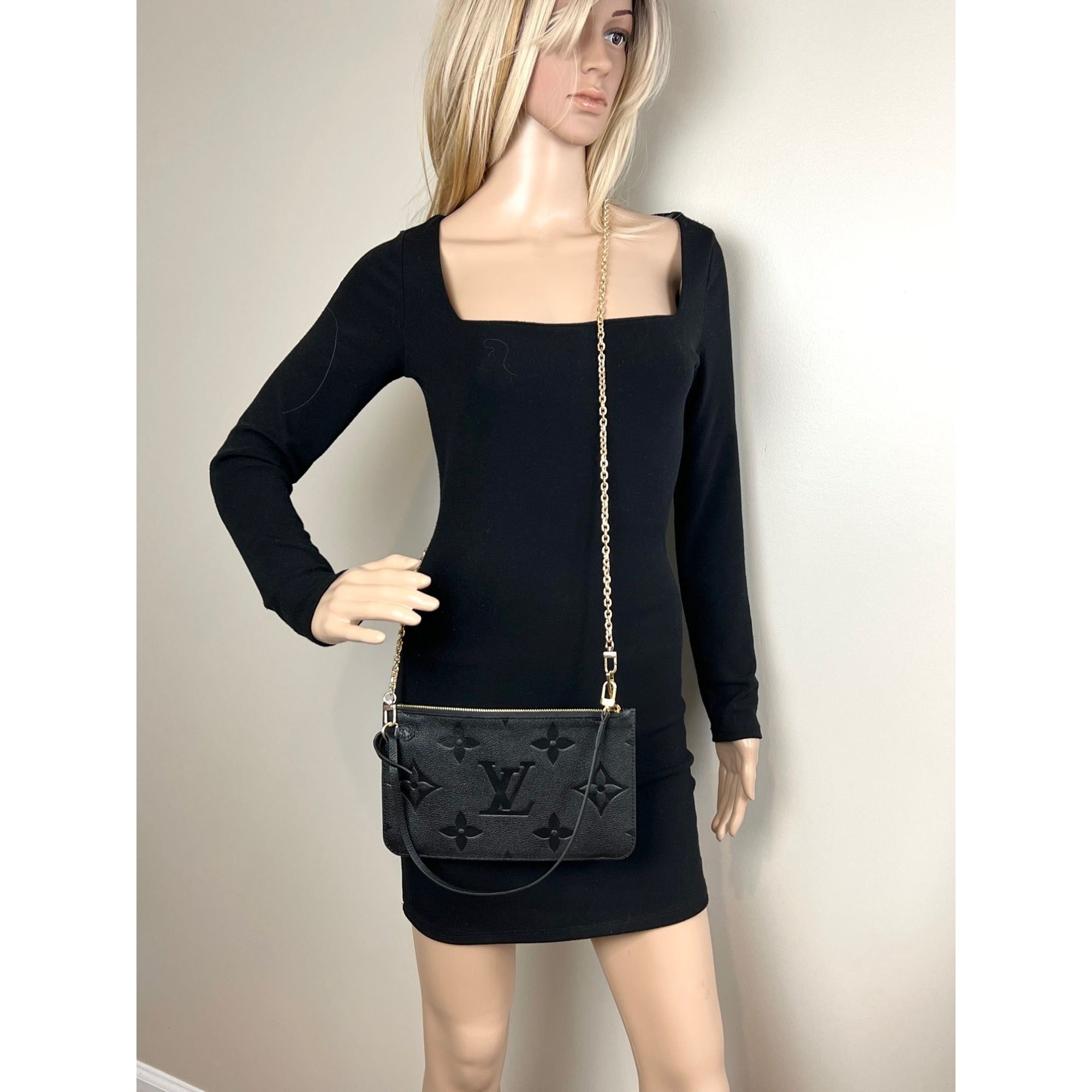 Louis Vuitton Louis Vuitton Pochette Black Empreinte Leather from a ...