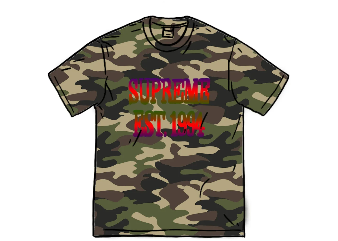 Supreme Supreme Cotton Mesh Gradient Logo S/S Top Woodland Camo ...