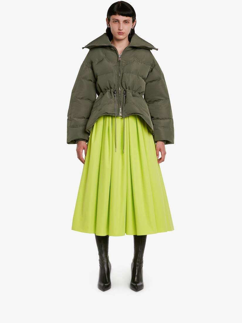 Alexander McQueen Women's Puffer Peplum Jacket in Khaki | REVERSIBLE