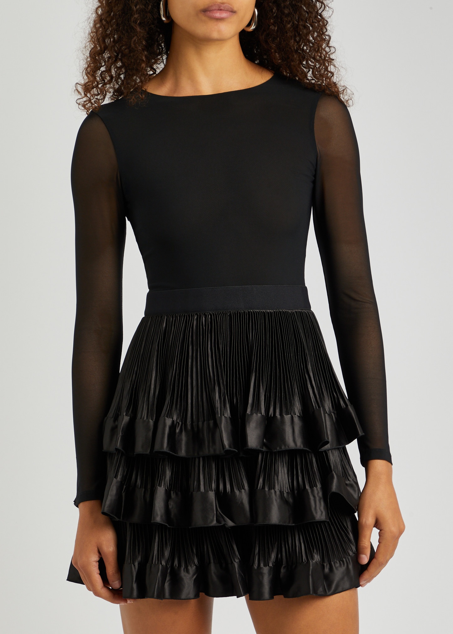 Alice + Olivia Chara mesh and ruffled satin mini dress | REVERSIBLE