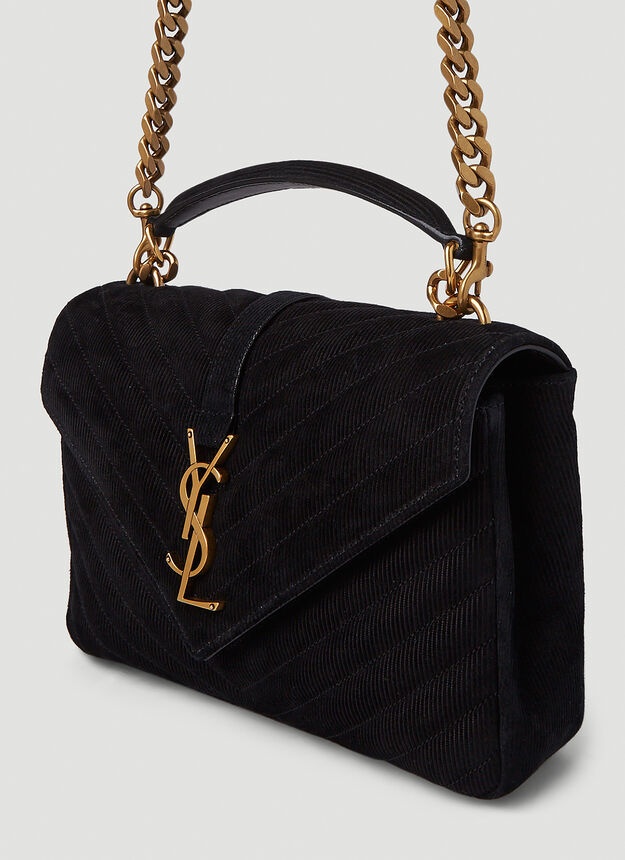 SAINT LAURENT SAINT LAURENT College Medium Shoulder Bag in Black | luosophy | REVERSIBLE