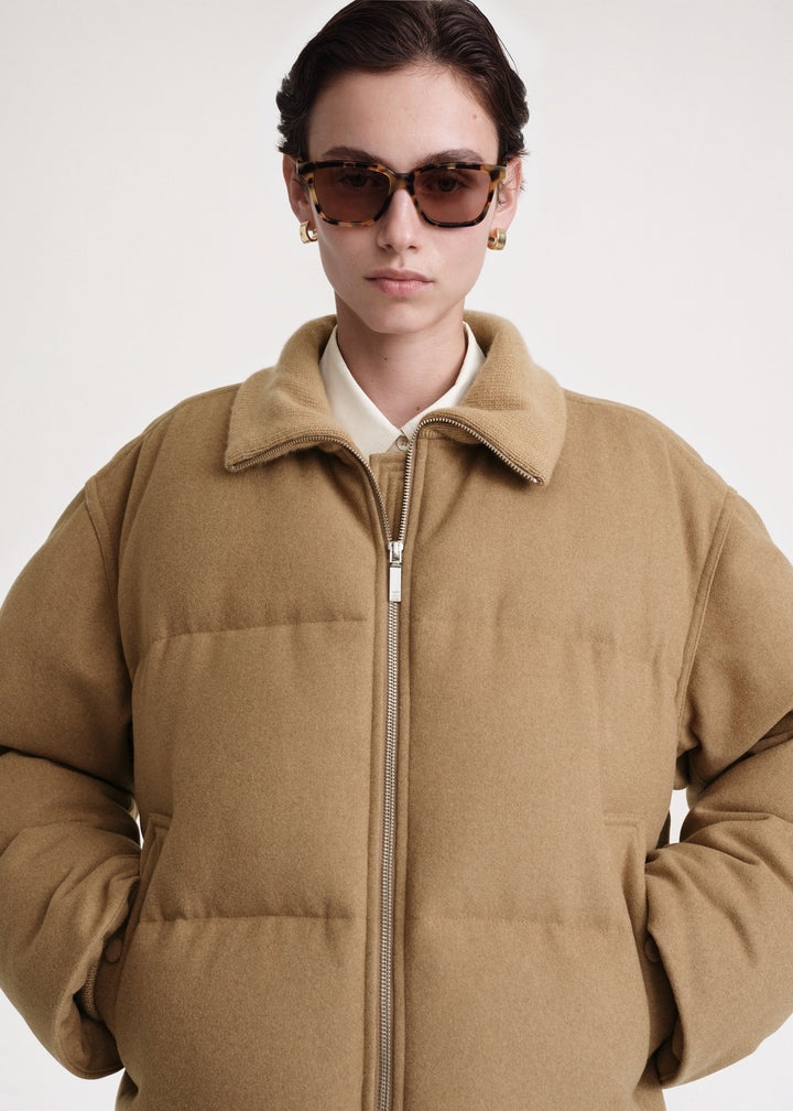 Totême Flannel puffer jacket biscuit melange | REVERSIBLE