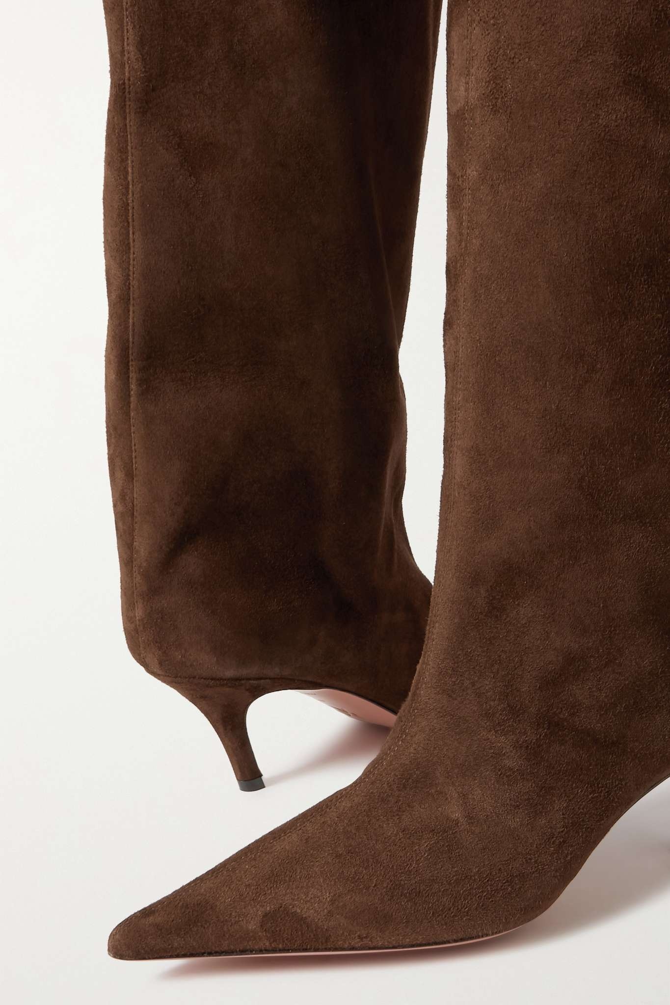 Amina Muaddi Fiona suede over-the-knee boots | REVERSIBLE