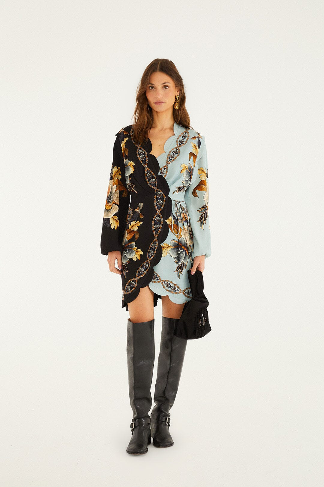 FARM RIO Mixed Snake Garden Wrap Wavy Mini Dress | REVERSIBLE