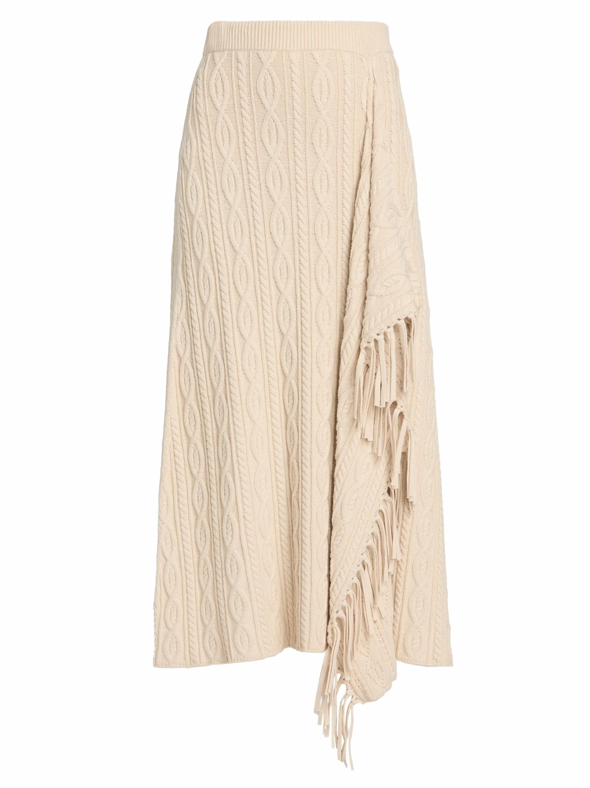 SIMKHAI Women's Kara Fringed Cotton-Blend Cable-Knit Midi-Skirt - Sand ...