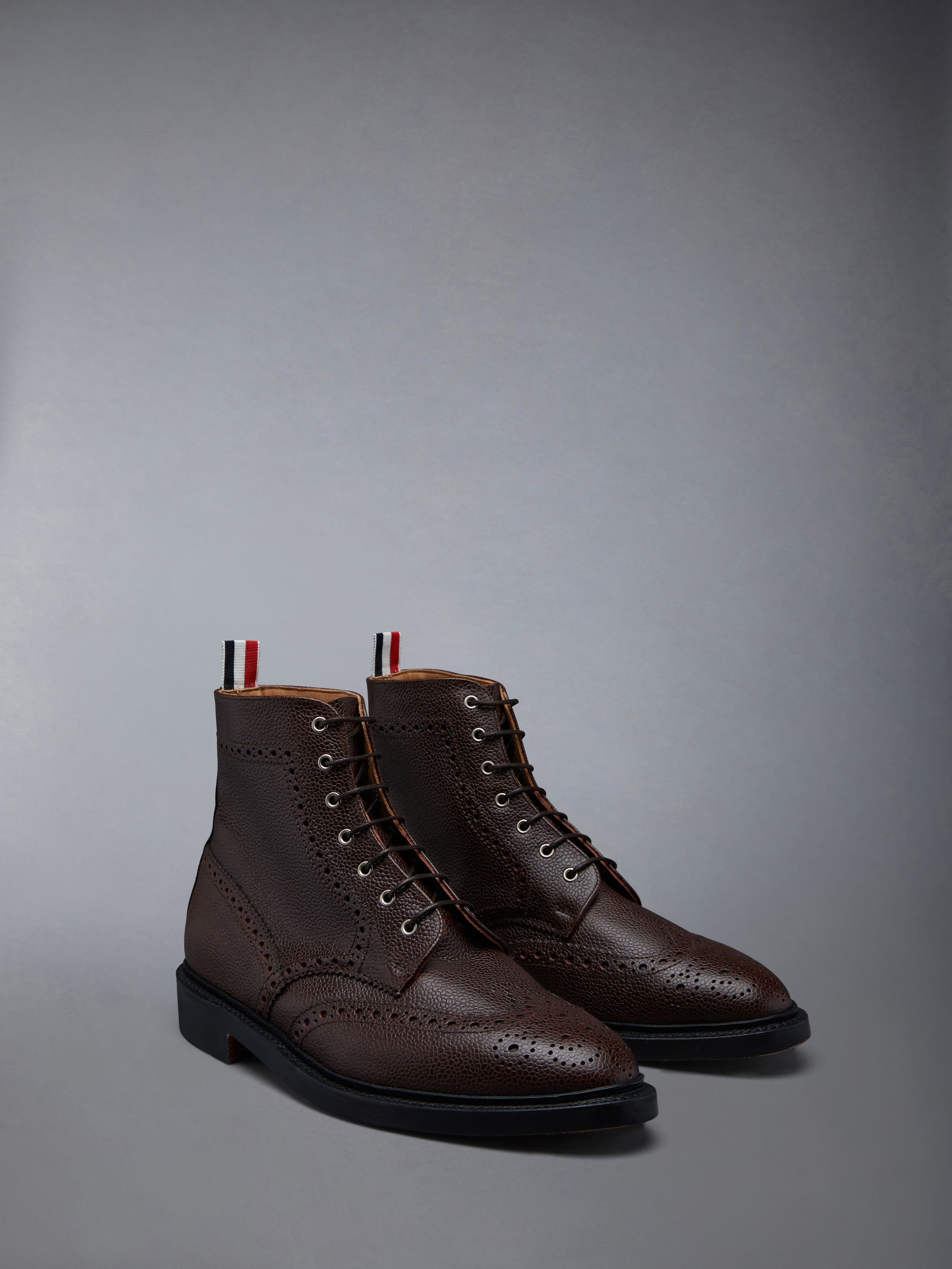 Thom Browne CLASSIC WINGTIP BOOT W/ LIGHTWEIGHT RUBBER SOLE IN BOX CALF ...