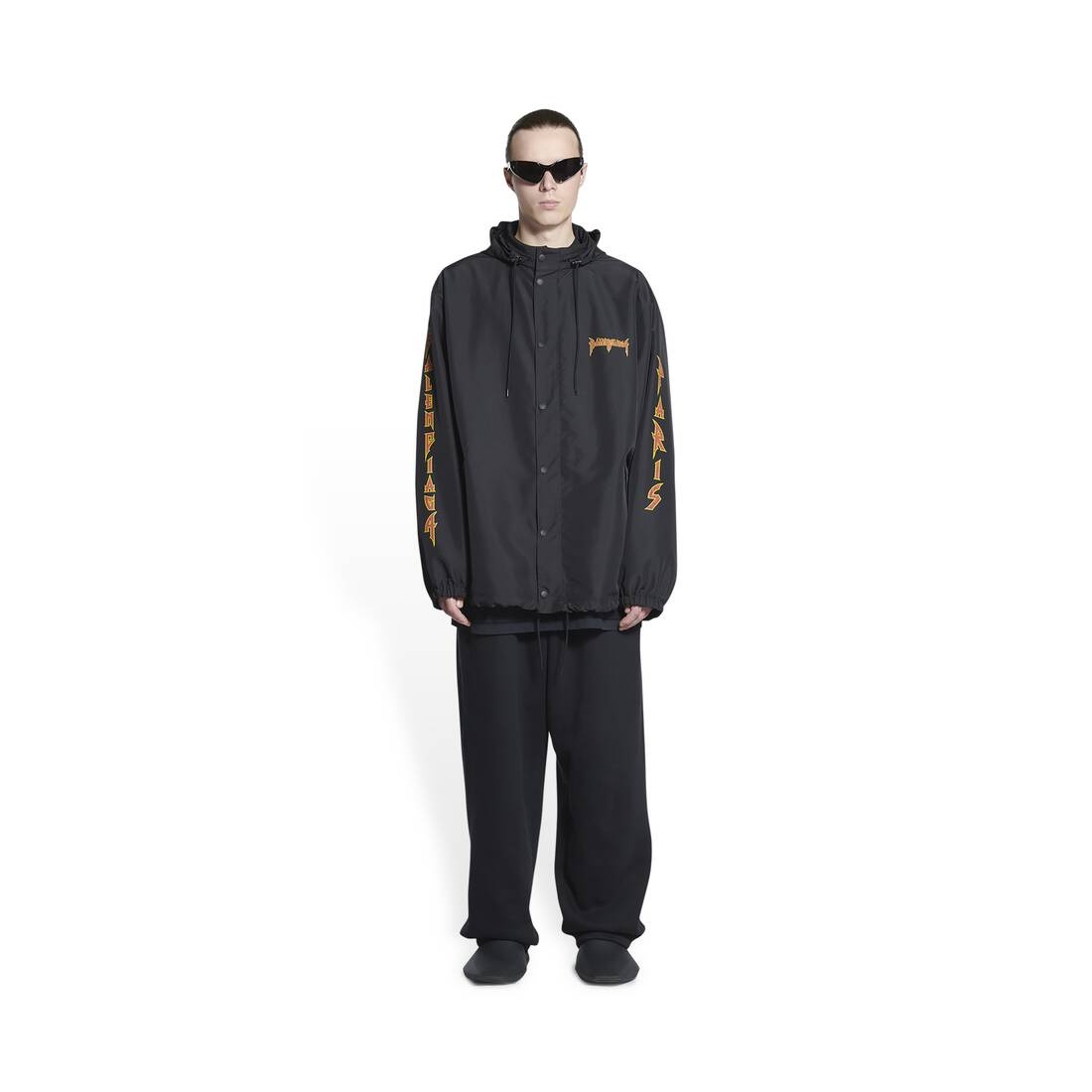 BALENCIAGA Men's Metal Short Windbreaker in Black | REVERSIBLE