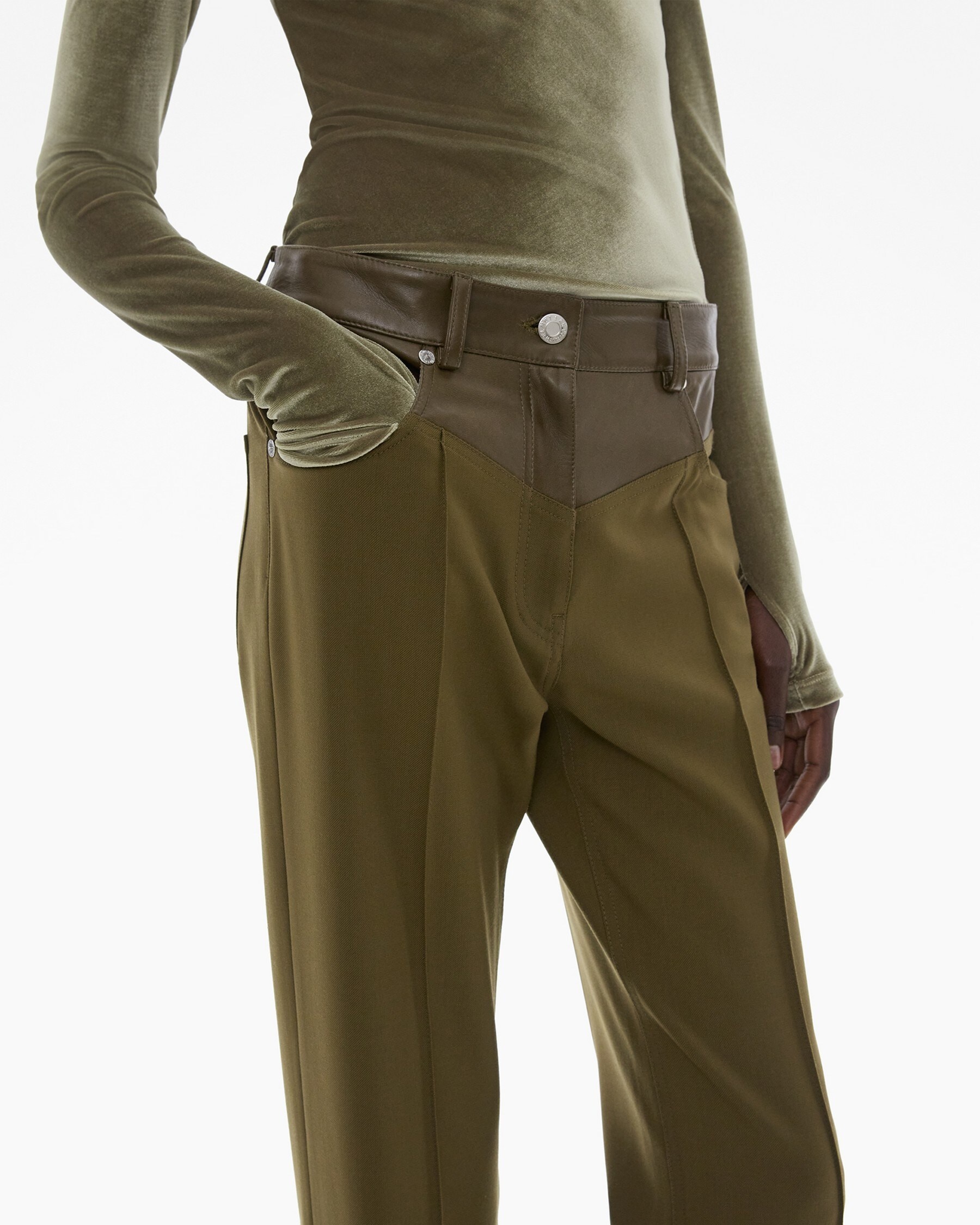Helmut Lang LEATHER-TRIMMED GARTER PANT | REVERSIBLE