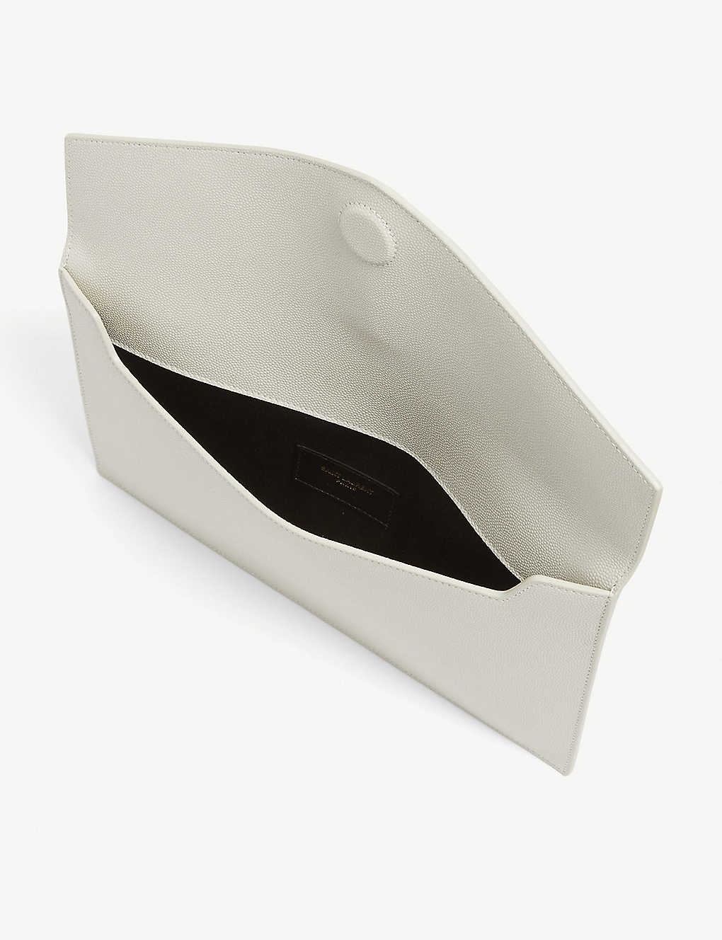 SAINT LAURENT Uptown grained leather envelope pouch | REVERSIBLE