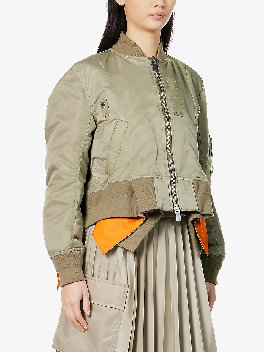 sacai Slanted-hem boxy-fit shell bomber jacket | REVERSIBLE