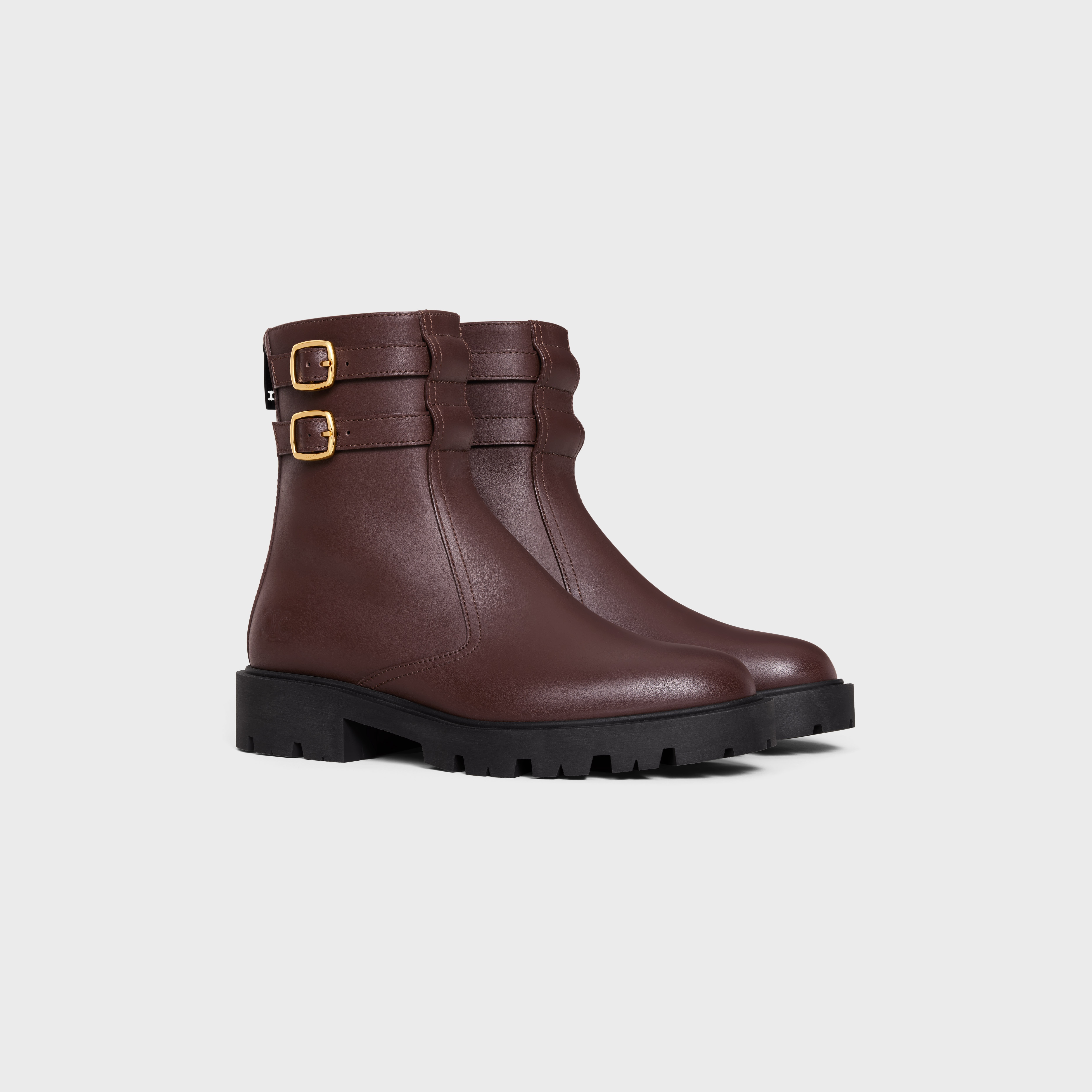 CELINE MARGARET DOUBLE BUCKLE ZIPPED BOOT in Calfskin | REVERSIBLE