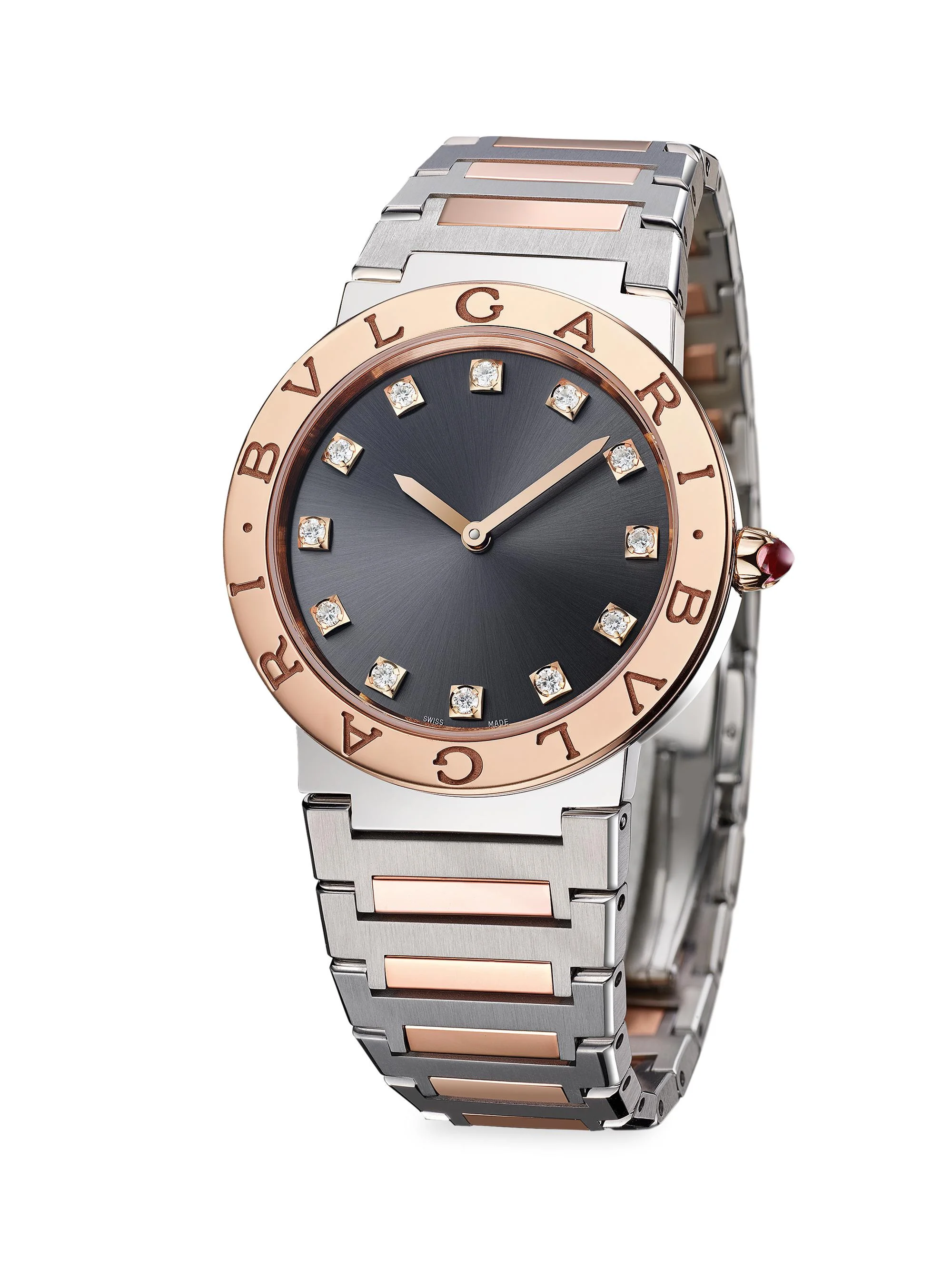 BVLGARI Bvlgari Bvlgari Solotempo Stainless Steel, Rose Gold & Diamond ...