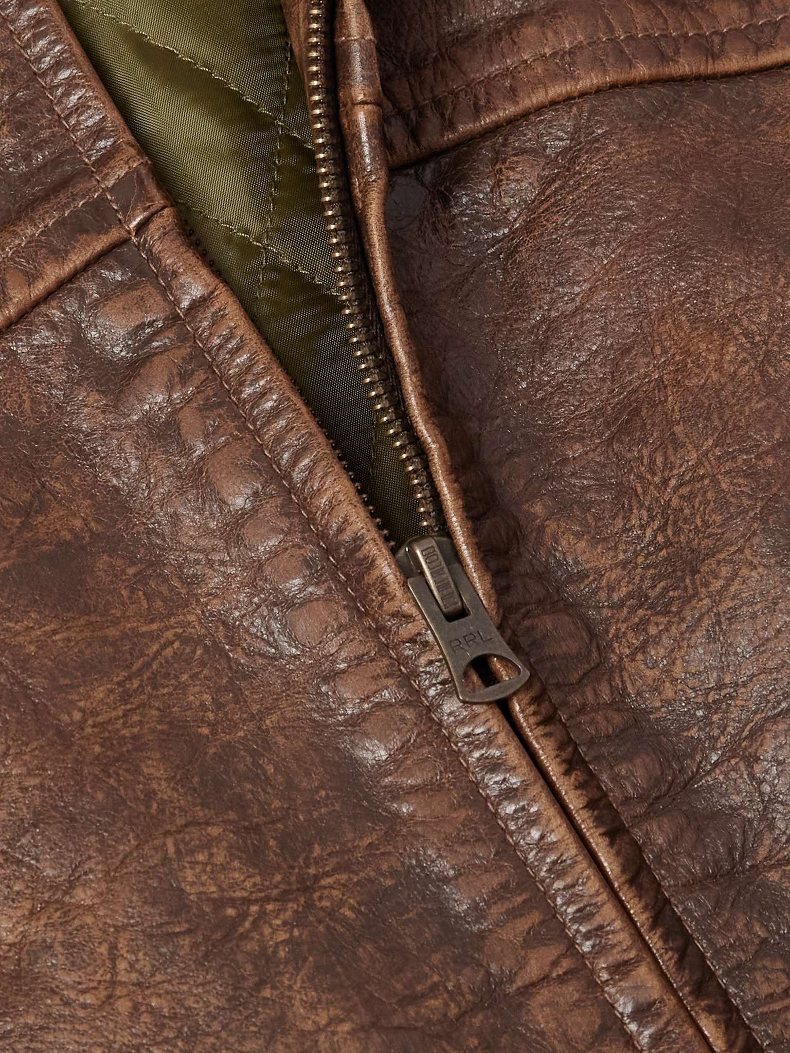 RRL by Ralph Lauren Thurston Shearling-Trimmed Distressed Leather ...