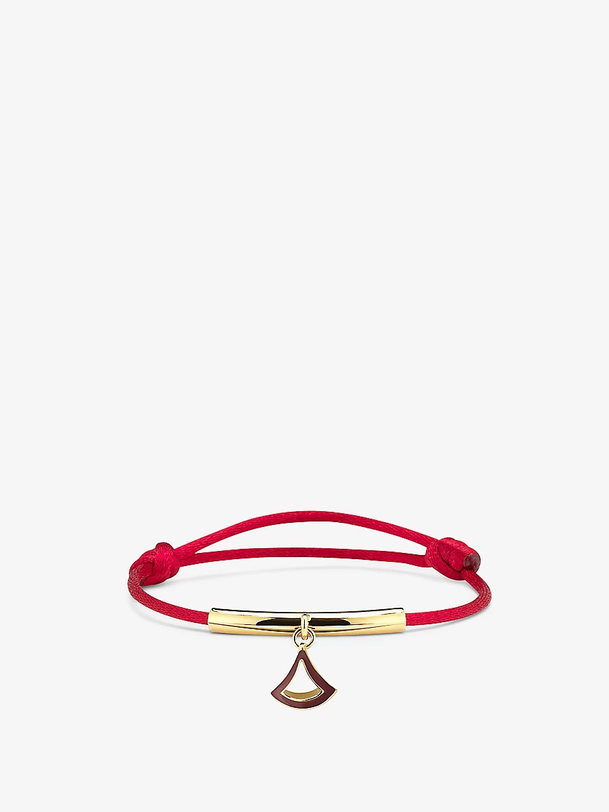BVLGARI Divas Dream gold plated brass enamel and cord bracelet REVERSIBLE