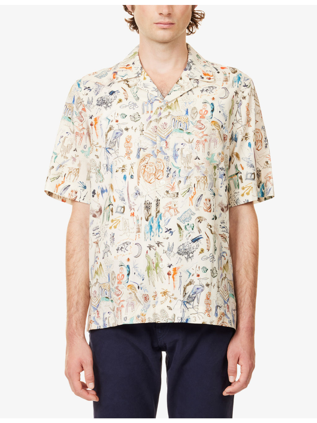 Paul Smith Graphic-Printed Short-Sleeve Cotton Blend Shirt | REVERSIBLE