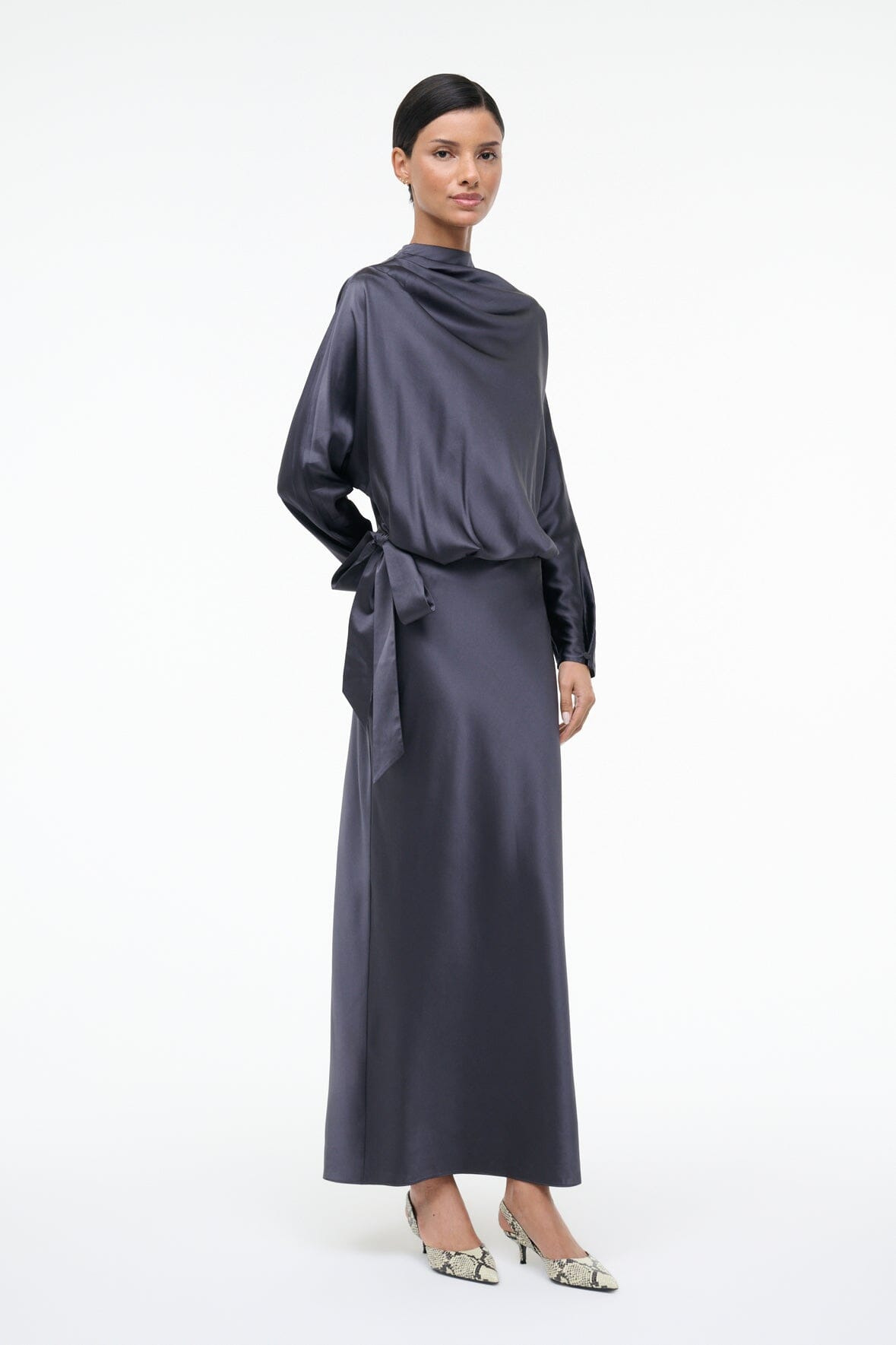 STAUD STAUD PHOEBE SILK DRESS NOCTURNE | REVERSIBLE
