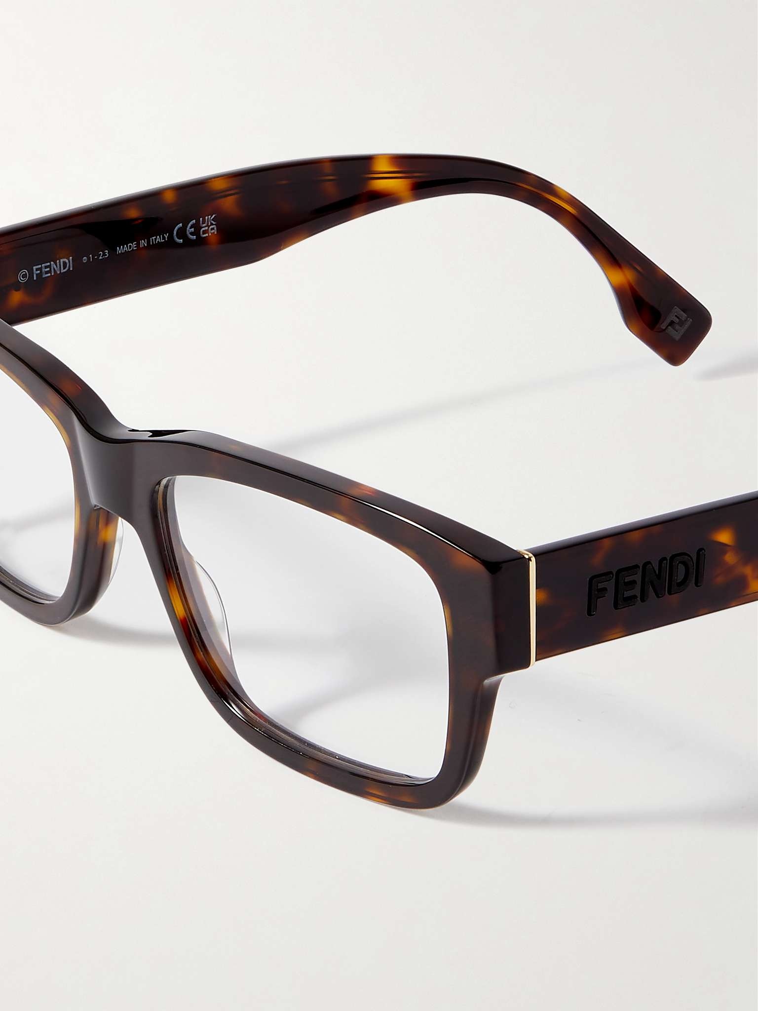 FENDI Signature Rectangular-Frame Tortoishell Acetate Optical Glasses ...