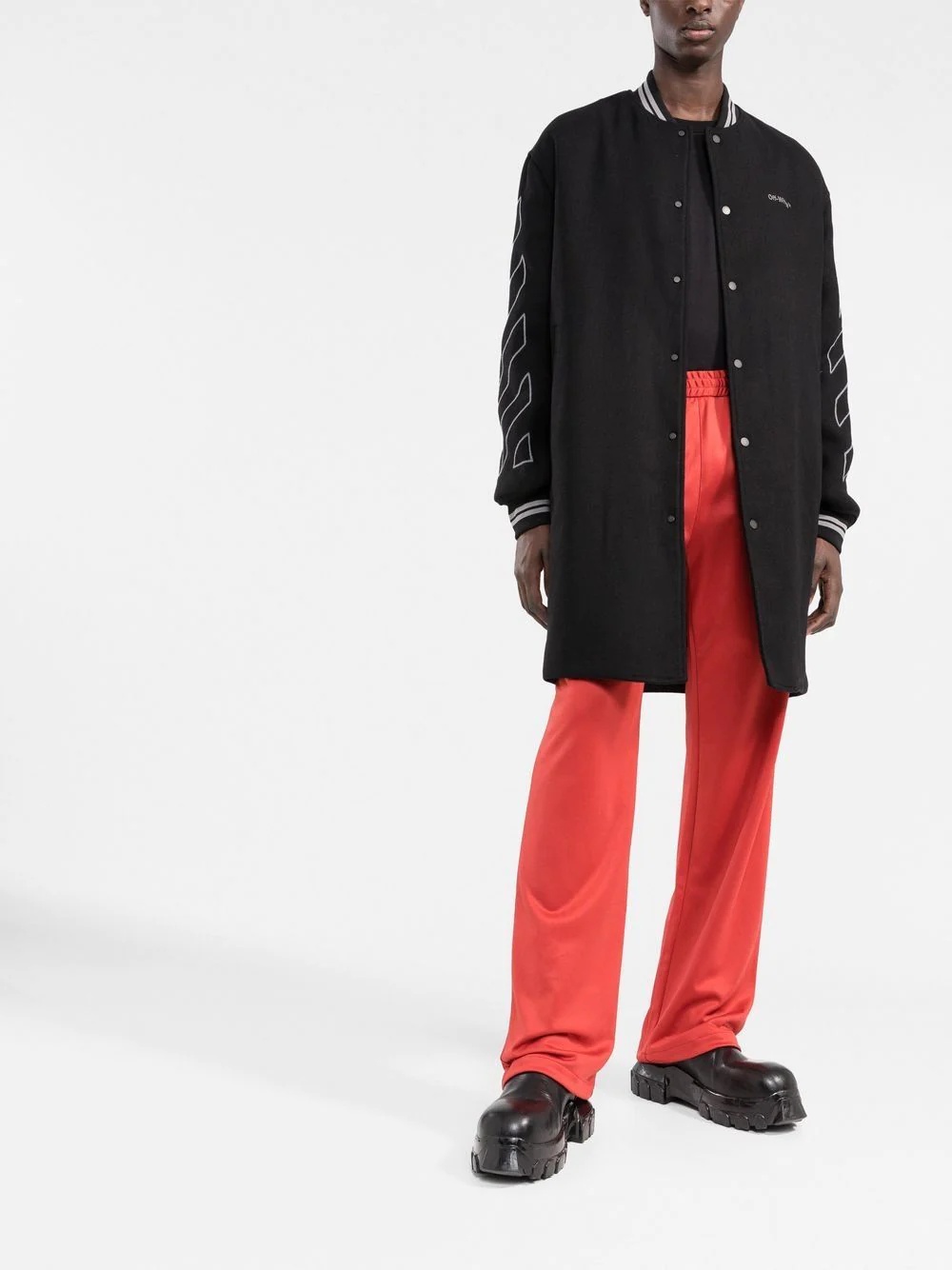 Off-White DIAG OUTLINE LONG VARSITY BLACK MELANGE | REVERSIBLE