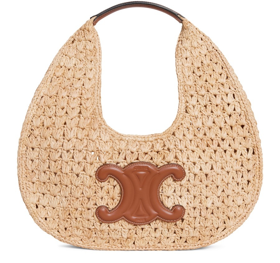 CELINE Celine classic panier hobo bag in raffia and calfskin | REVERSIBLE
