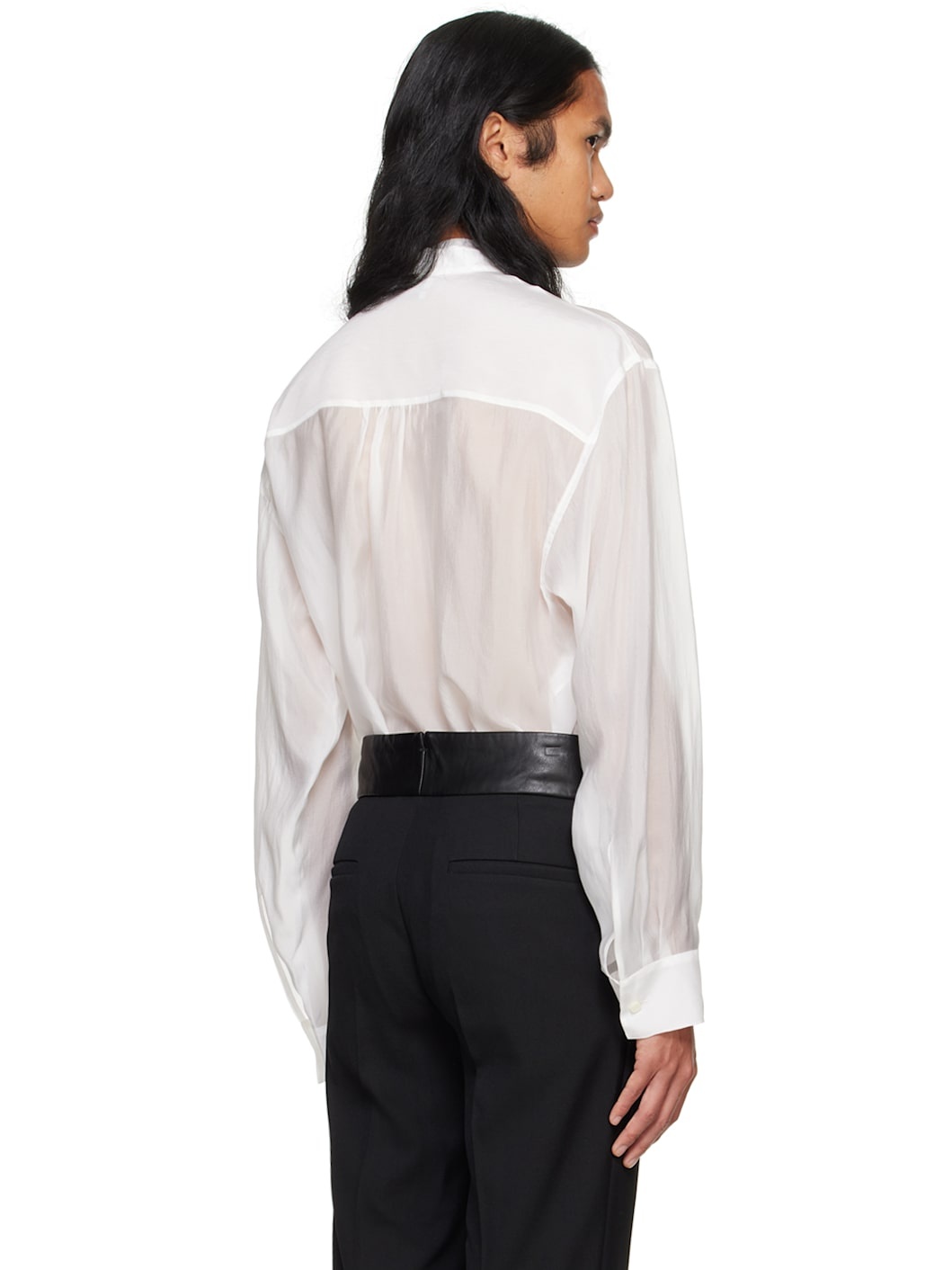 SYSTEM White Sheer Button Down Shirt | REVERSIBLE