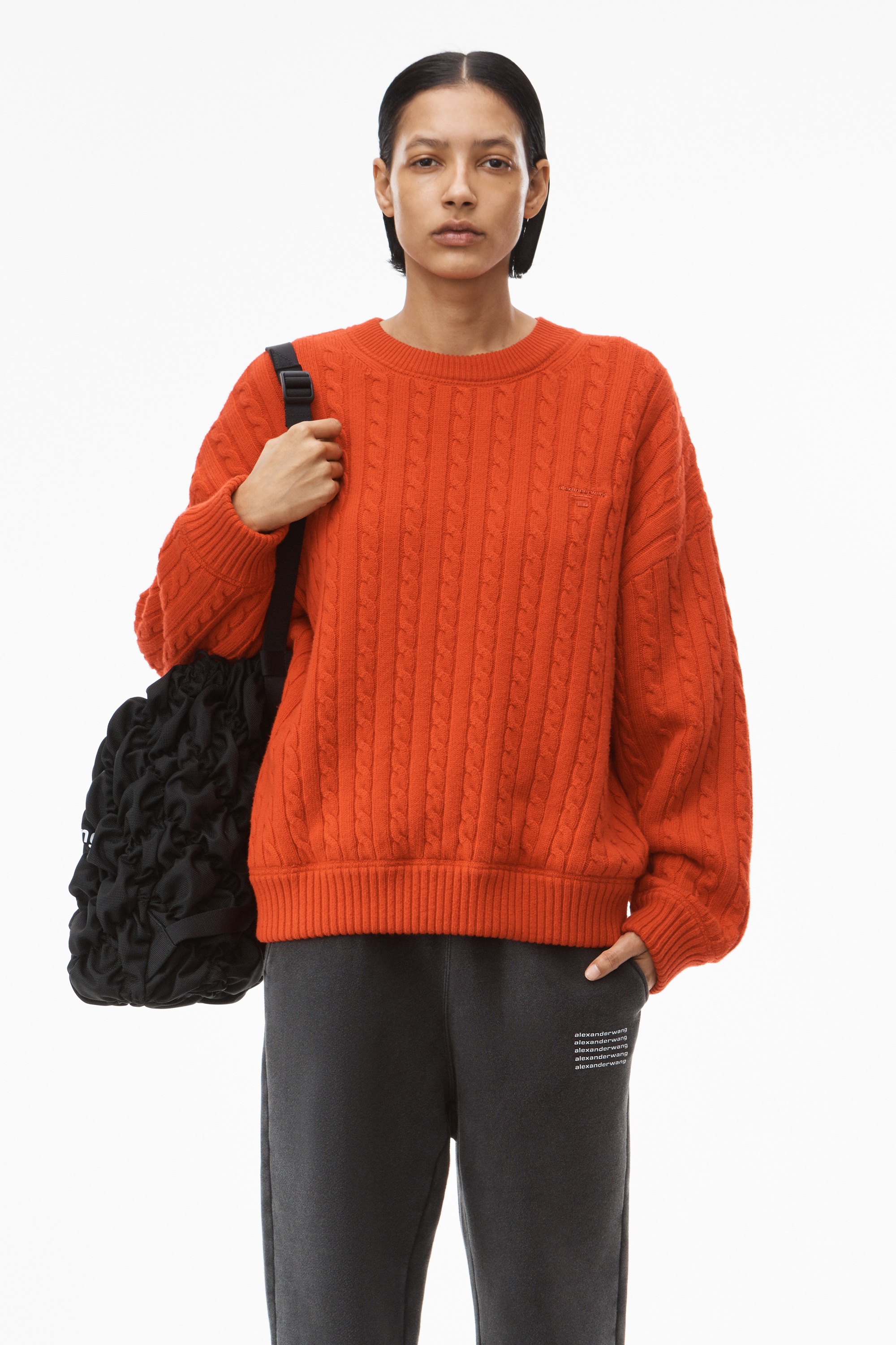Alexander Wang CABLE KNIT PULLOVER IN RIBBED COTTON | REVERSIBLE
