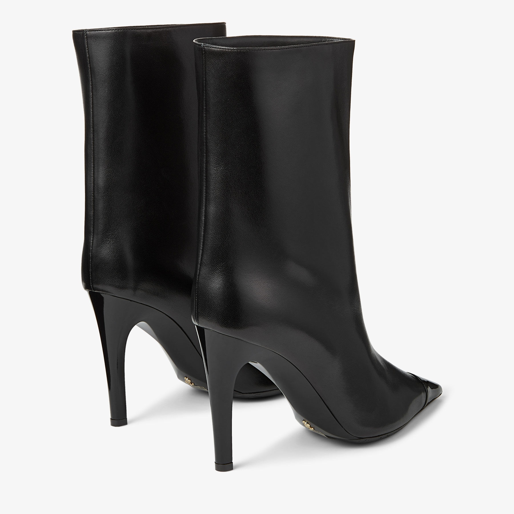 JIMMY CHOO Cierra 100 Black Luxe Nappa Leather Boots with Black Patent ...