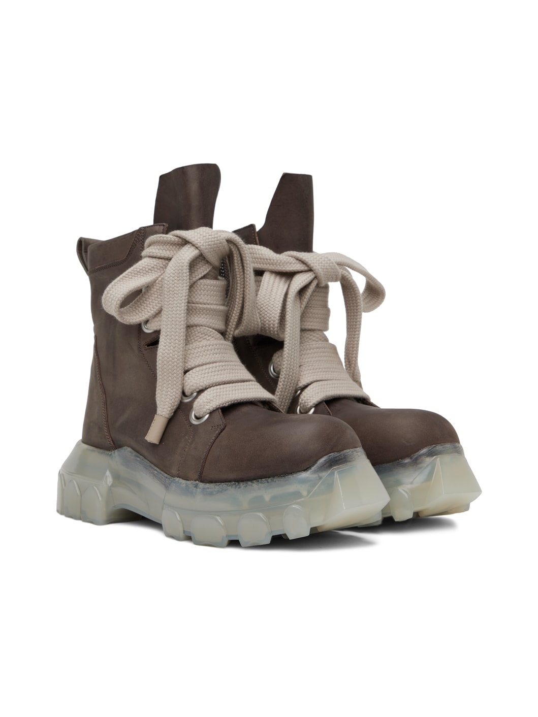 Rick Owens Taupe Jumbo Laced Bozo Tractor Boots | ssense Rick Owens Taupe Jumbo Laced Bozo Tractor Boots | ssense