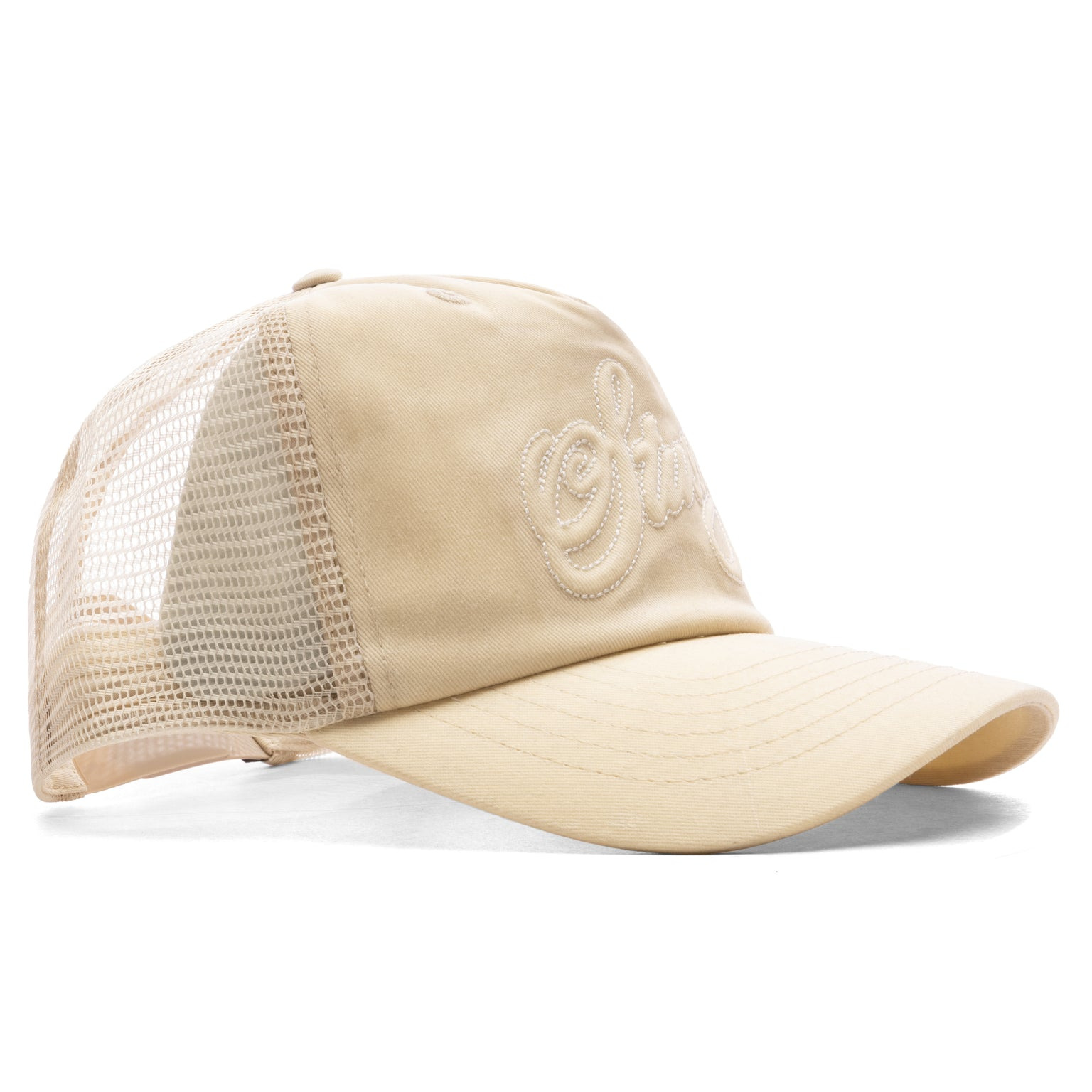 Stüssy WAXED CURSIVE STITCH SNAPBACK TRUCKER - SAND | REVERSIBLE