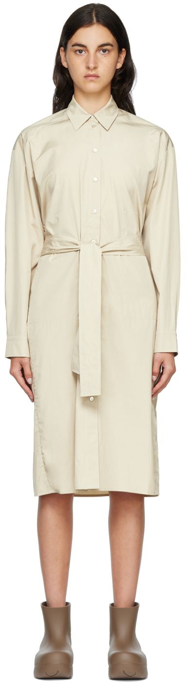 ARCH THE Beige Two-Way Twisted Midi Dress | REVERSIBLE