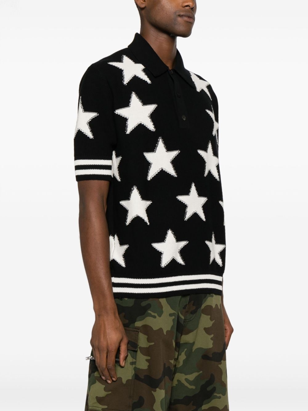 Balmain star intarsia-knit polo jumper | REVERSIBLE