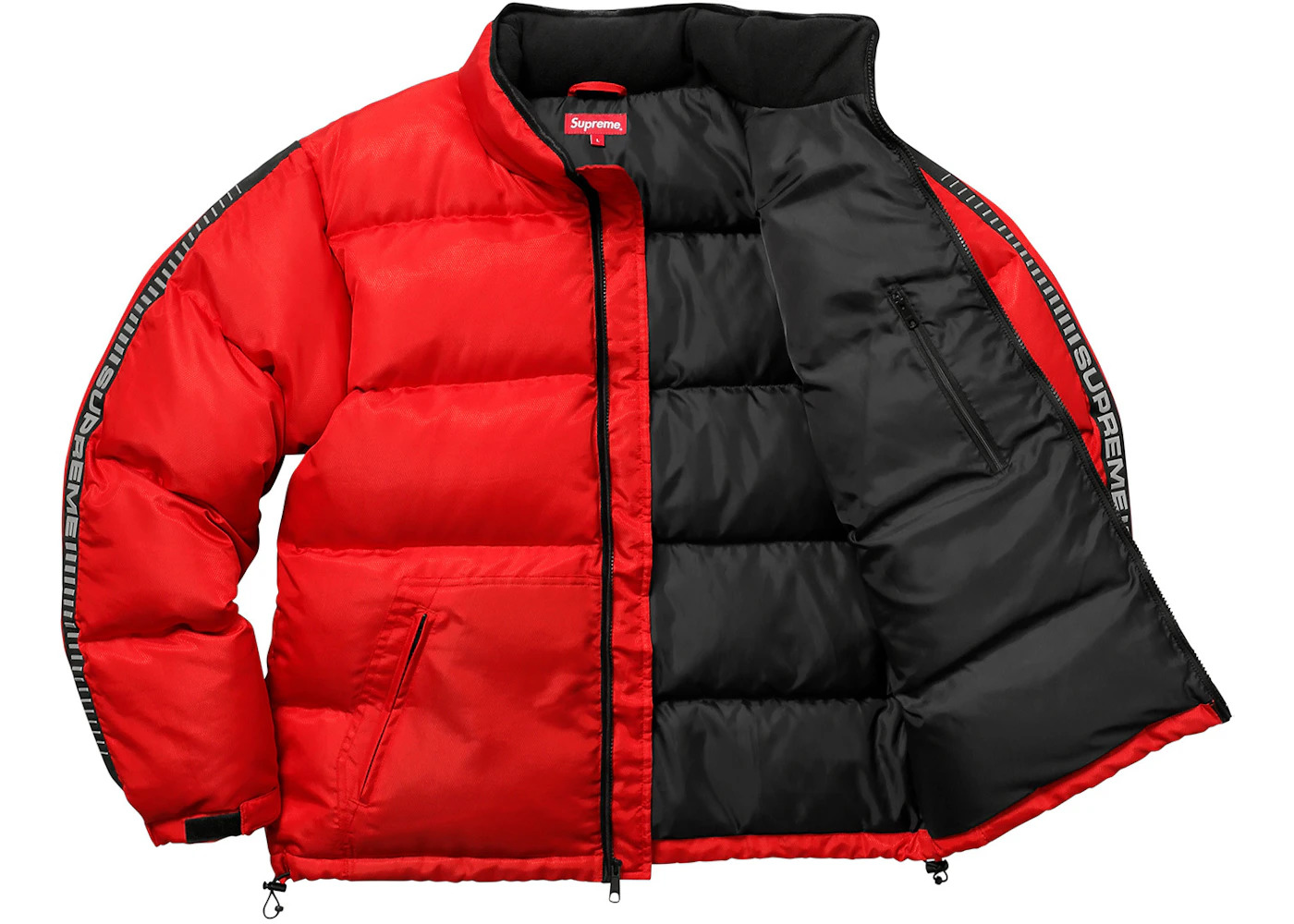Supreme Supreme Reflective Sleeve Logo Puffy Jacket Red | REVERSIBLE