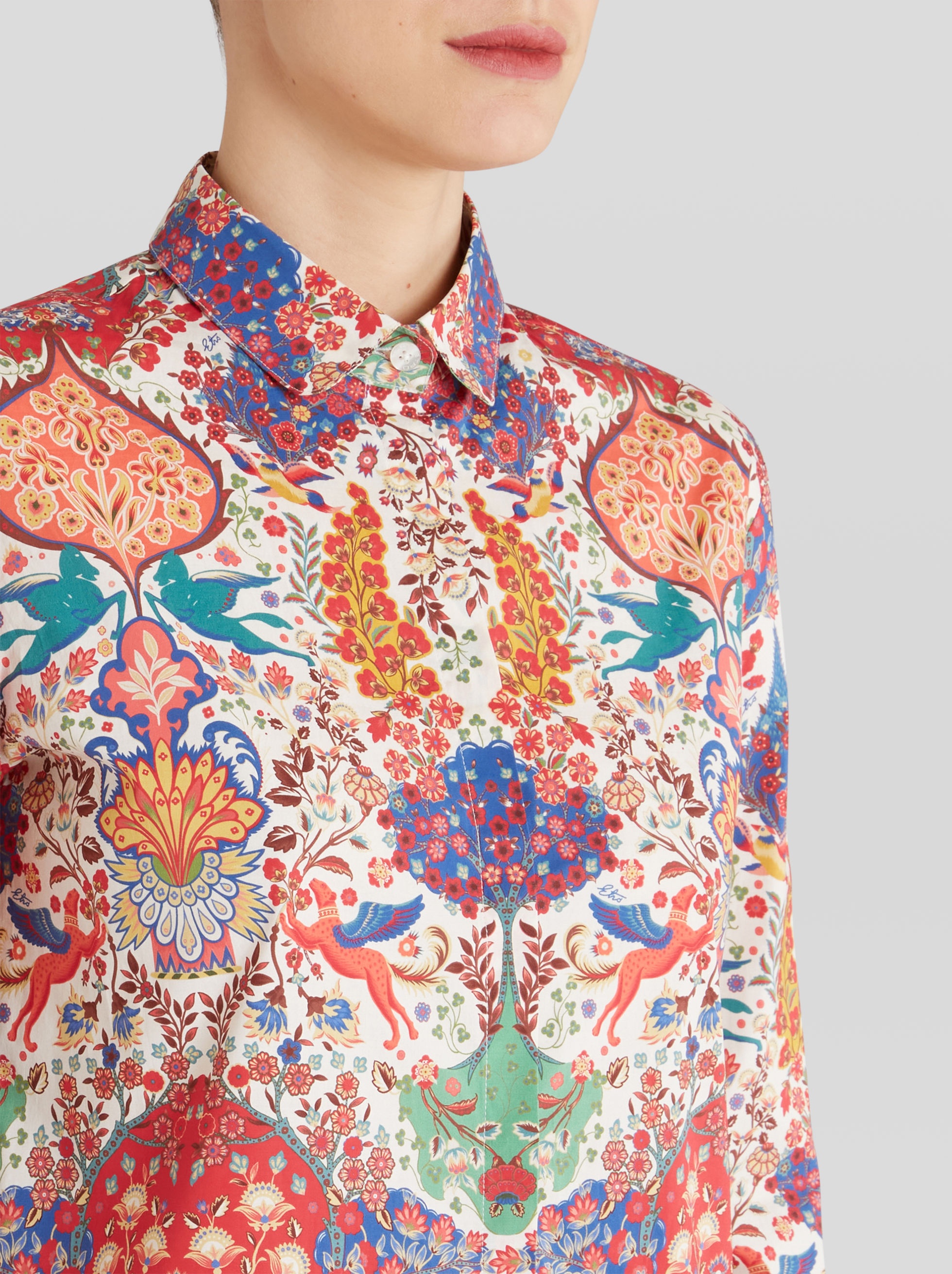 Etro SHIRT WITH FLORAL PRINT AND MYTHOLOGICAL ANIMALS | REVERSIBLE