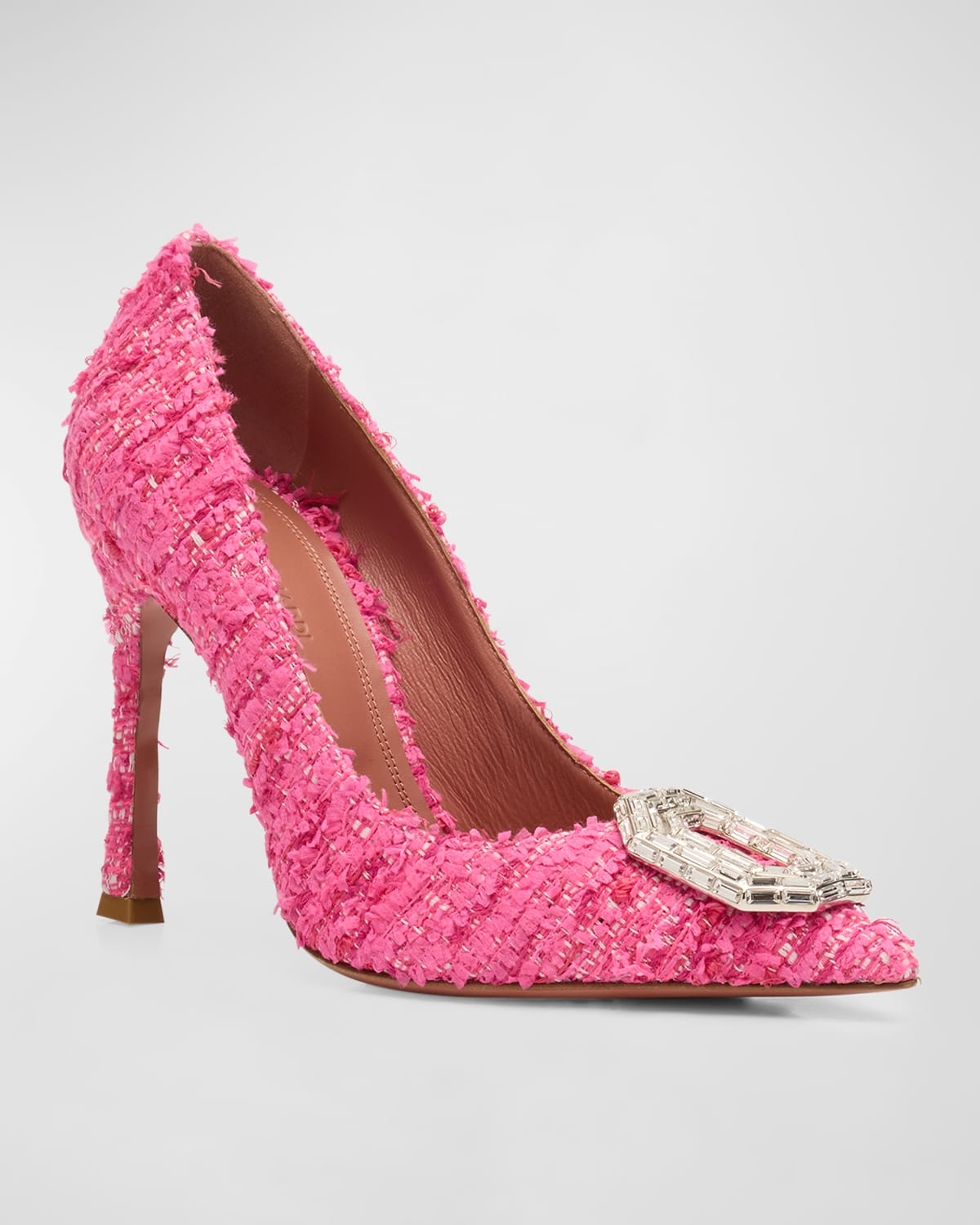 Amina Muaddi Camelia Tweed Crystal Ornament Pumps | REVERSIBLE