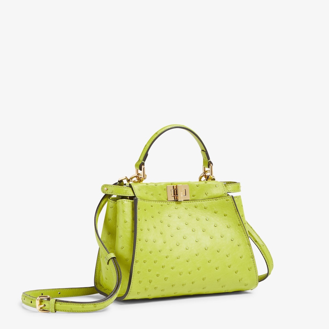 FENDI Acid green ostrich leather bag | REVERSIBLE