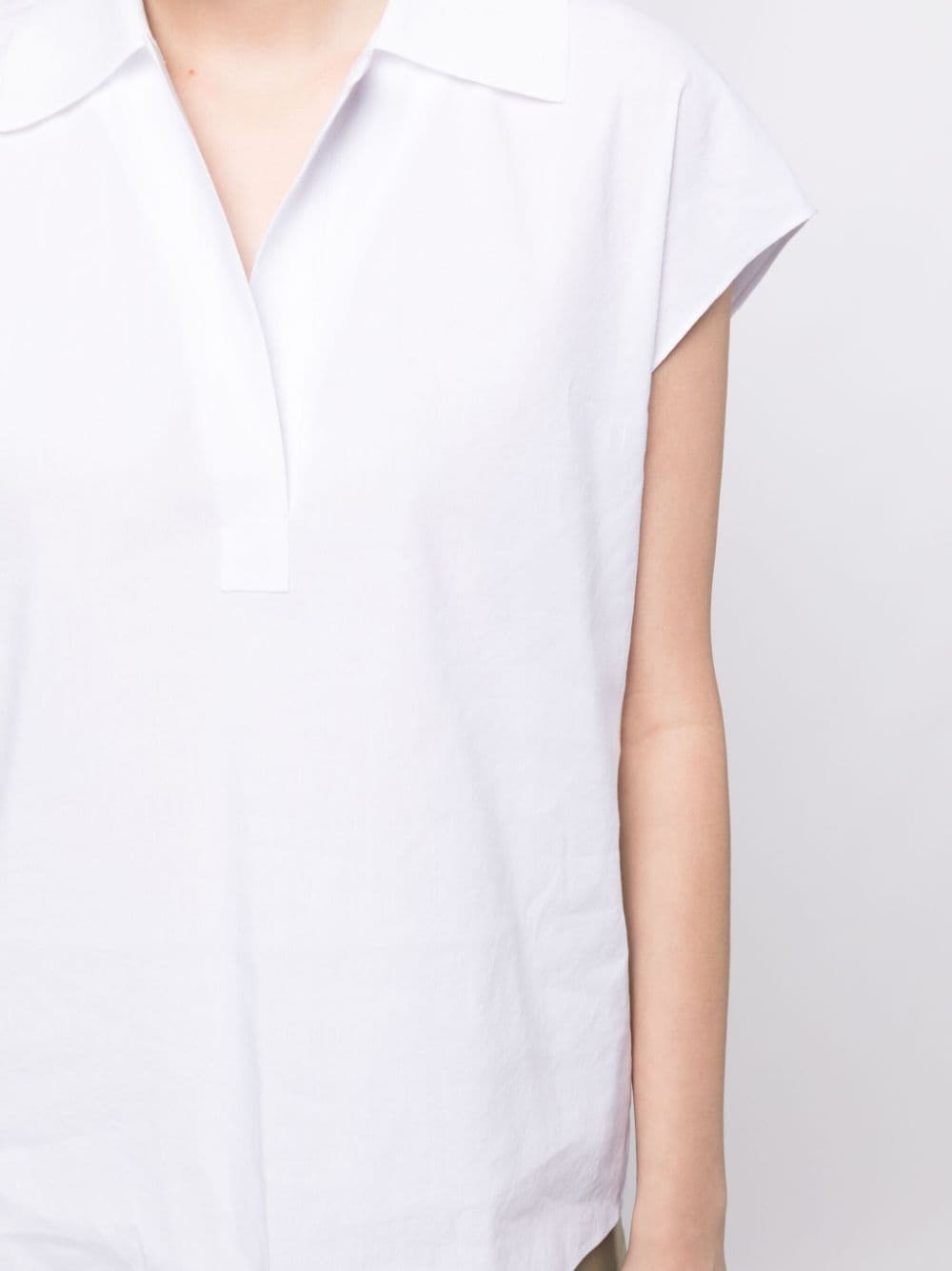 Vince cap-sleeve linen-blend polo shirt | REVERSIBLE