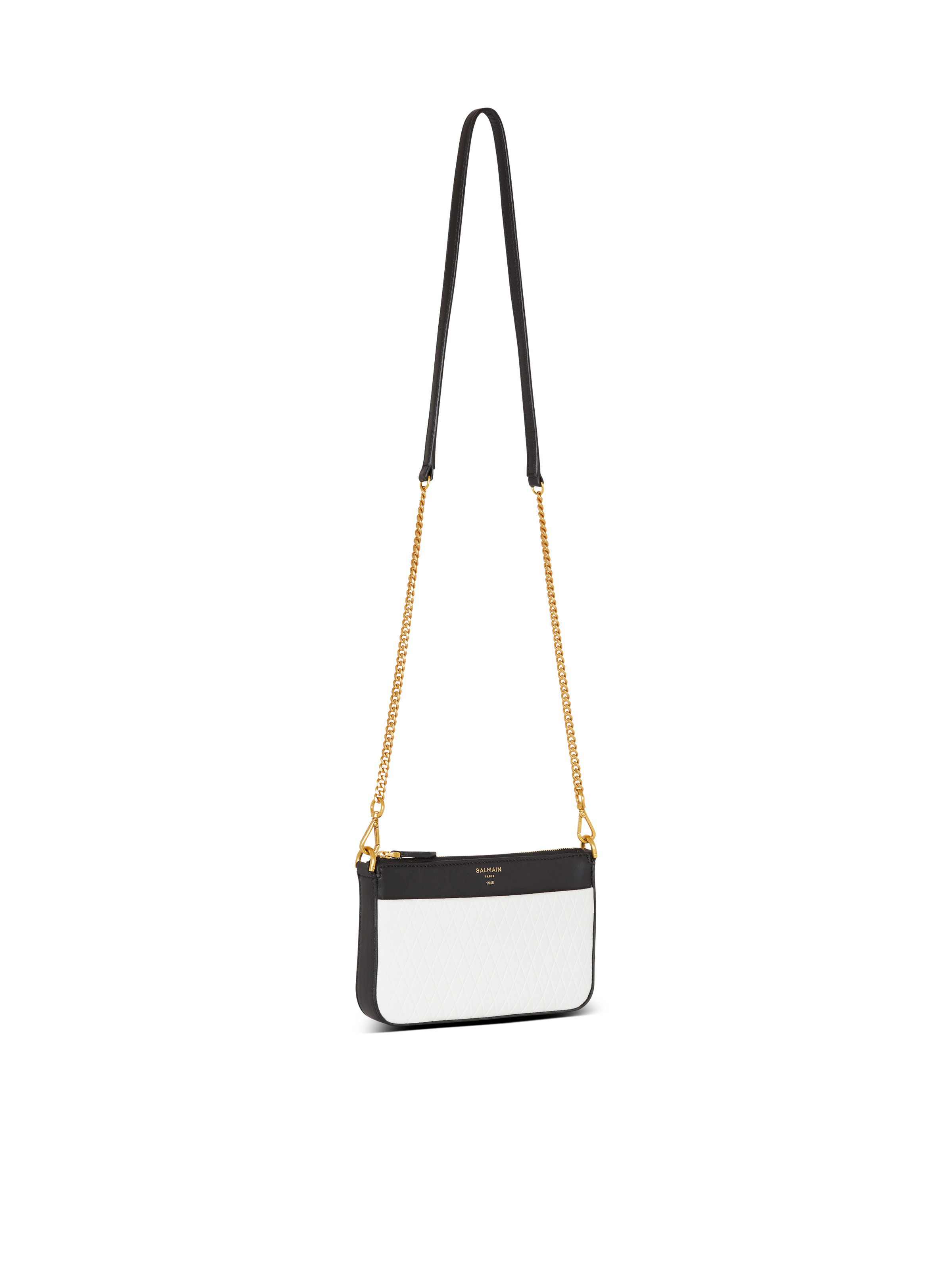 Balmain 1945 Soft zipped mini bag in embossed leather | REVERSIBLE Balmain 1945 Soft zipped mini bag in embossed leather | REVERSIBLE