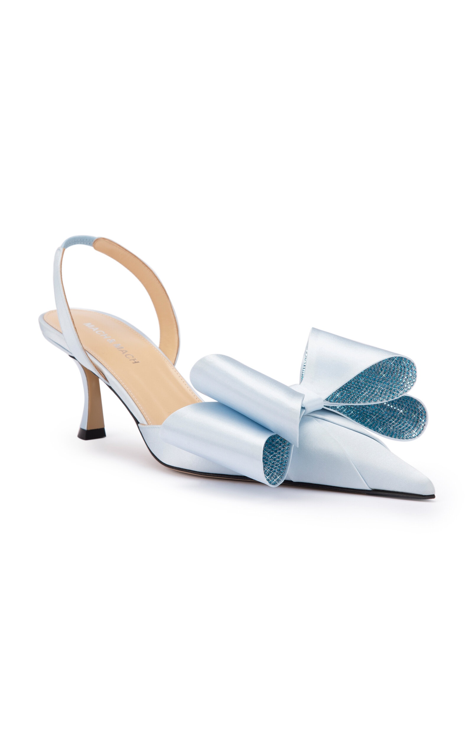 MACH & MACH ‘Le Cadeau’ Satin Slingbacks blue | modaoperandi | REVERSIBLE