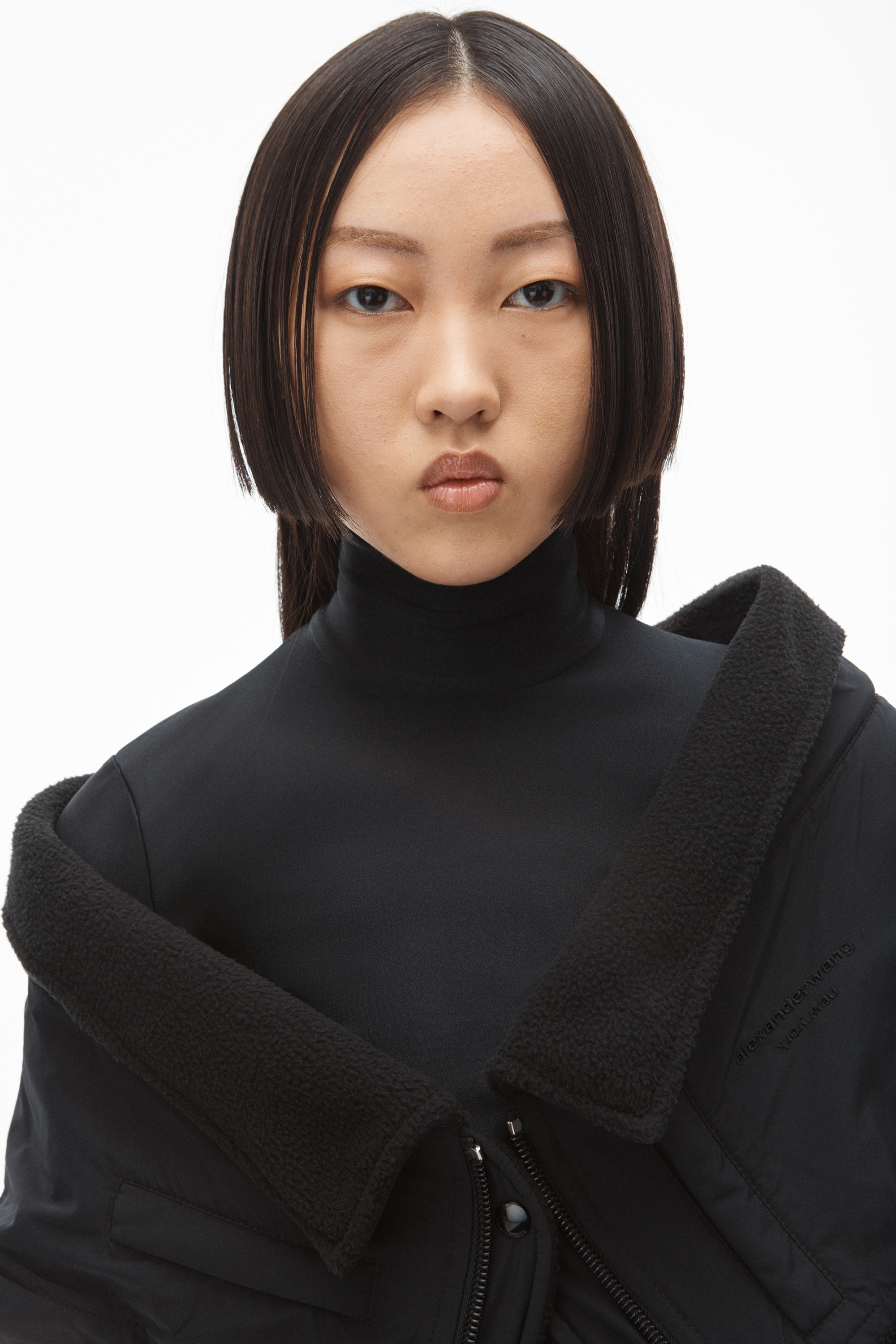 Alexander Wang SHRUG JACKET IN TEDDY FLEECE AND NYLON | REVERSIBLE