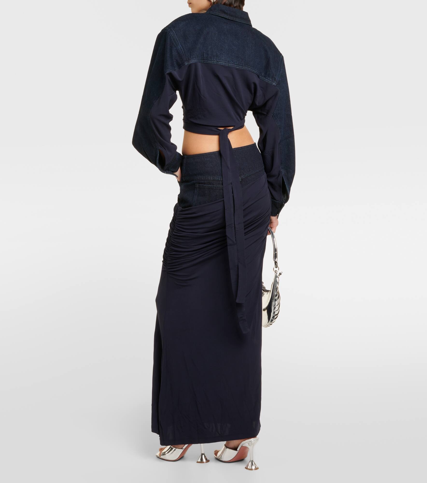 CHRISTOPHER ESBER Sevilla cropped denim wrap top | REVERSIBLE