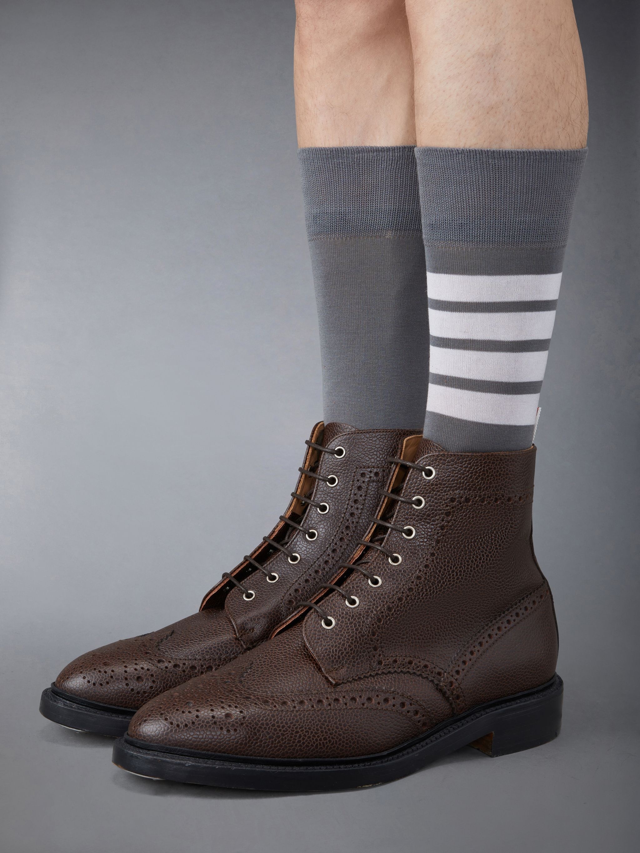 Thom Browne CLASSIC WINGTIP BOOT W/ LIGHTWEIGHT RUBBER SOLE IN BOX CALF ...