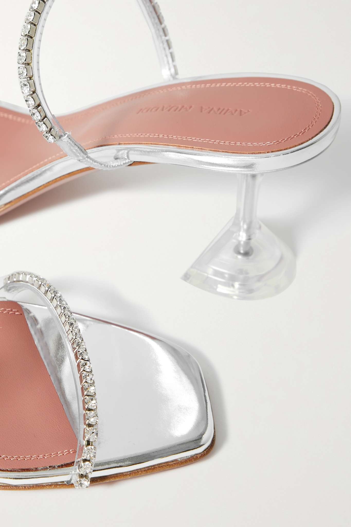 Amina Muaddi Gilda crystal-embellished PVC mules | REVERSIBLE