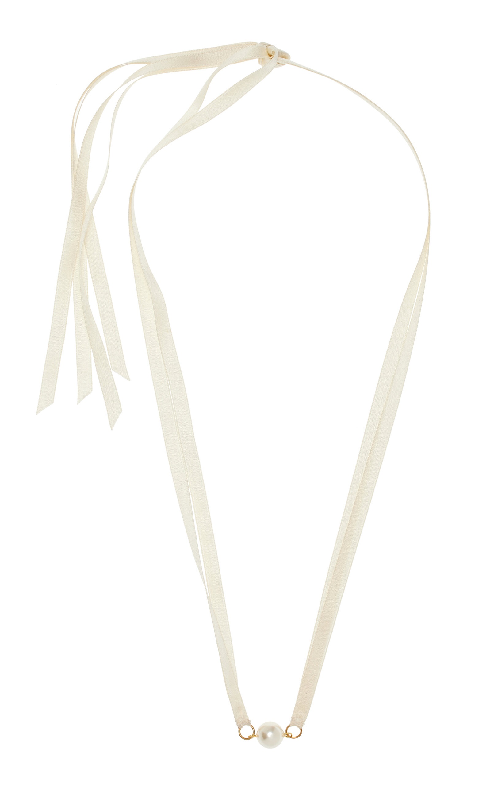 Jennifer Behr Tanya Pearl-Detailed Silk Ribbon Necklace white | REVERSIBLE