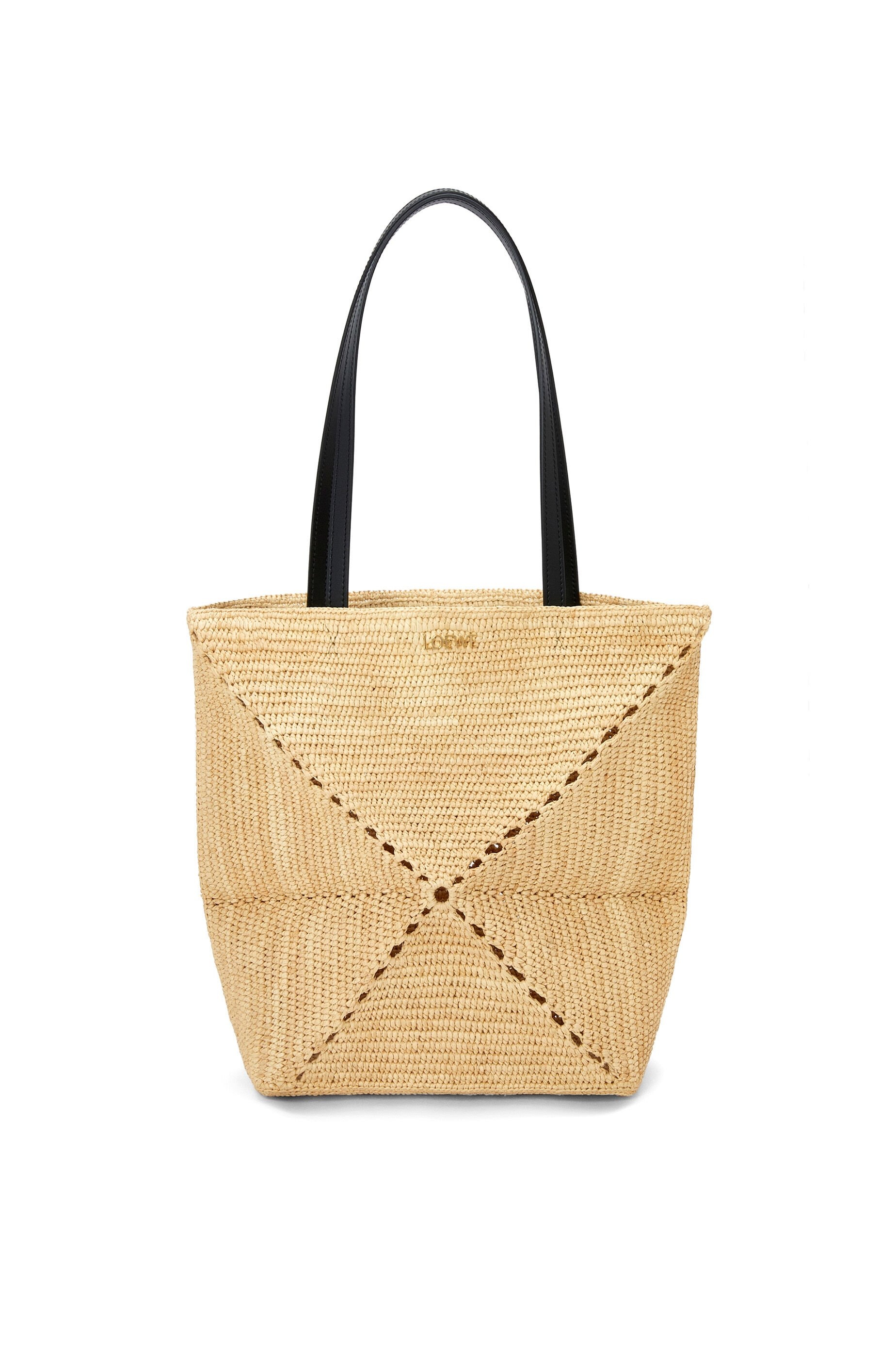Loewe Puzzle Fold Tote in raffia | REVERSIBLE