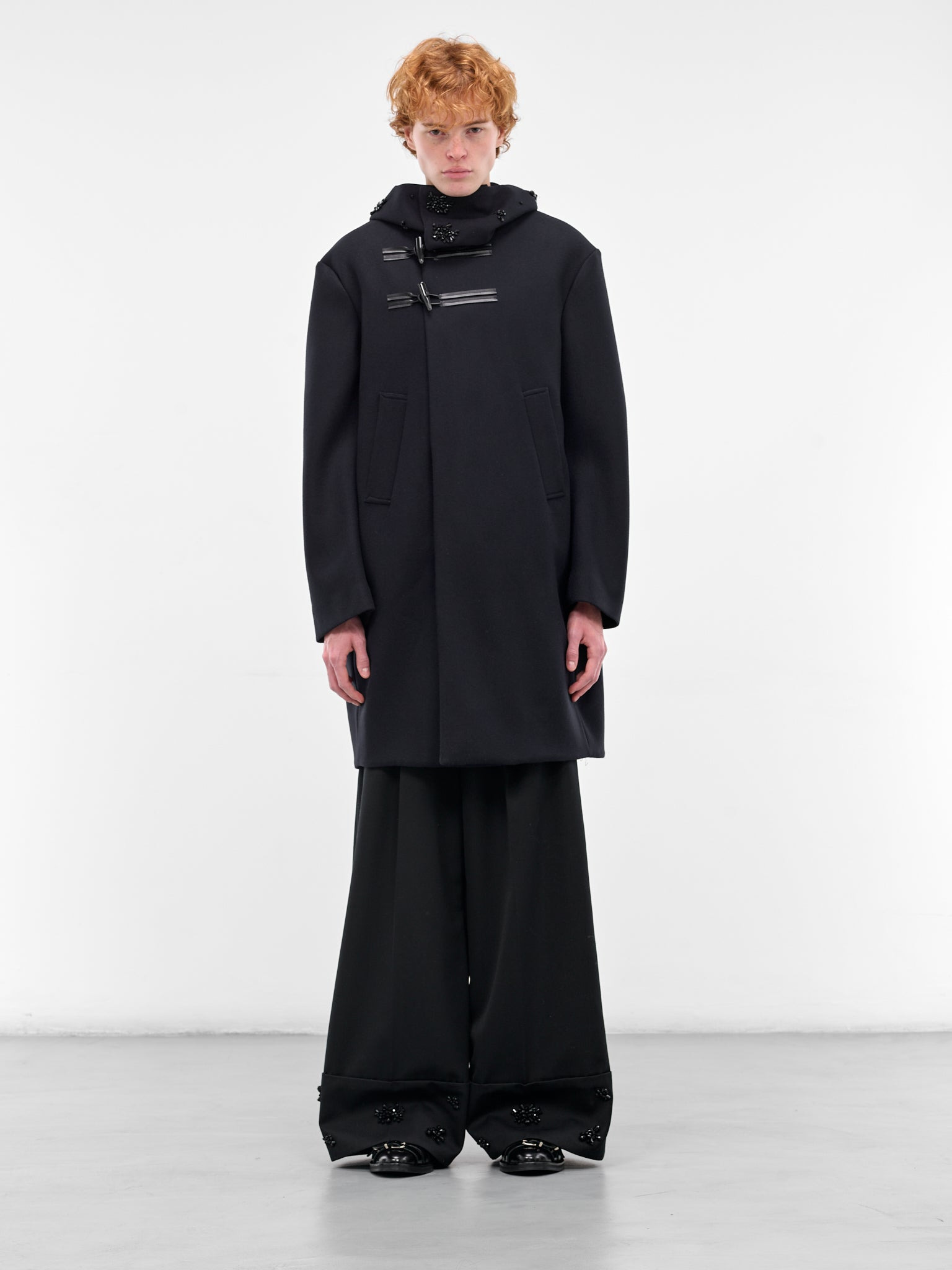 Simone Rocha Navy Bonded Wool Duffle Coat | REVERSIBLE
