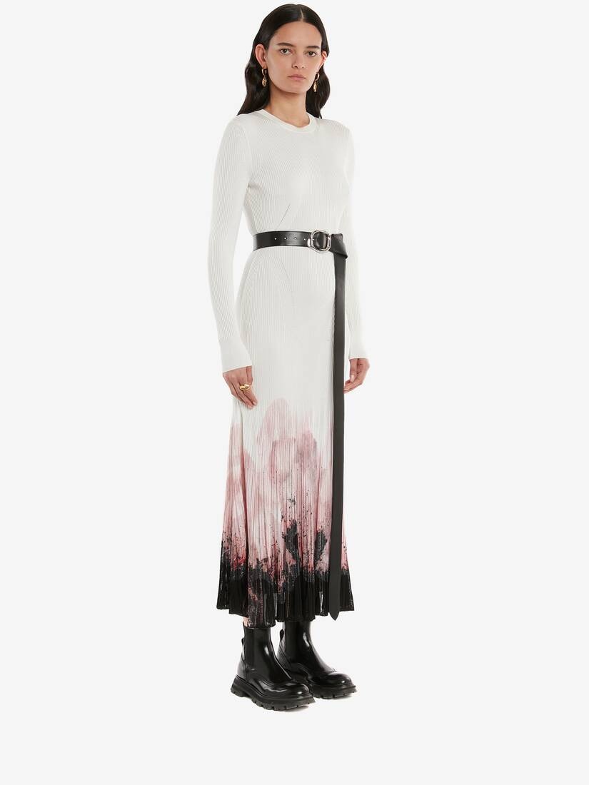 Alexander McQueen Paper Flower Engineered Knit Dress in Black/white ...