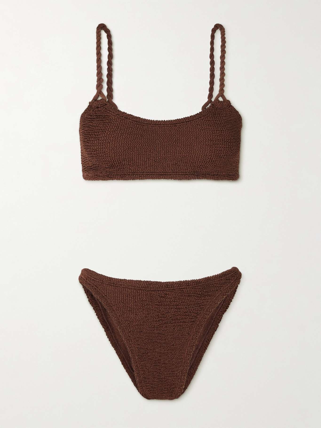 Hunza G Phoebe metallic seersucker bikini Chocolate | REVERSIBLE